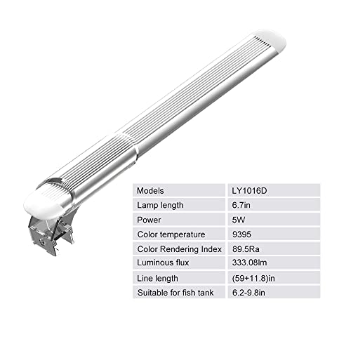 Super Slim LED Aquarium Lighting Aquatic Plant Light , Extensible Waterproof Clip on Lamp for Fish Tank (LY1017D(6.7in/5W))