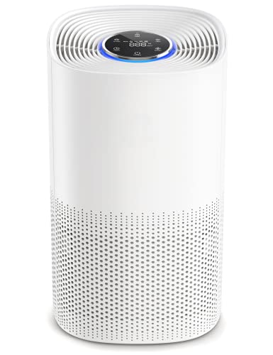 Air Purifier for Home with H13 True HEPA Filter, CADR 250 m³/h, Pollen Smoke Allergen Pet Dander Hair Eliminator for Large Room up to 323 ft², Air Quality Sensor, 4 Displaying Colors AP005