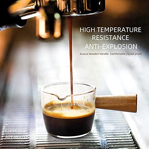 FENINCAFE Thickened Glass with Wooden Handle Espresso Cup Mini Milk Cup Espresso Cup (100ML)