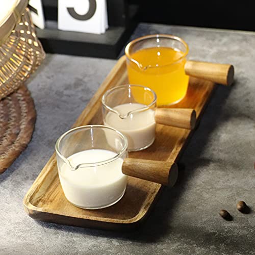 FENINCAFE Thickened Glass with Wooden Handle Espresso Cup Mini Milk Cup Espresso Cup (100ML)