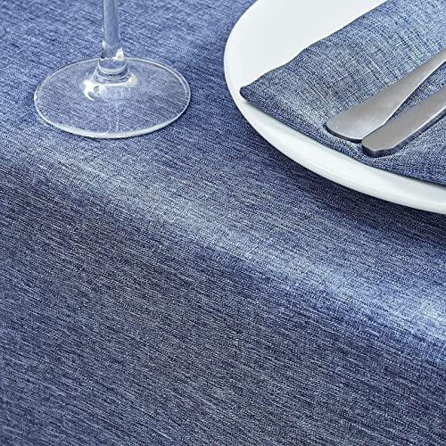 Mebakuk Rectangle Tablecloth and Cloth Napkins Set of 12, Anti-Shrink Soft and Wrinkle Resistant Decorative Fabric for Wedding Party Restaurant Dinner Parties (52 x 70 Inch - Denim Blue)