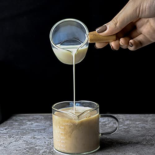 FENINCAFE Thickened Glass with Wooden Handle Espresso Cup Mini Milk Cup Espresso Cup (100ML)