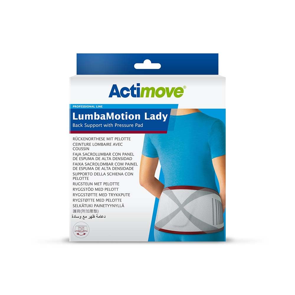 Actimove Professional LumbaMotion Back Support with Pressure Pad for Women | Lumbar Sacral Support Belt for Lumbar Lower Back Support Belt for Sciatica, Herniated Disc, Scoliosis Back Pain Relief | White, Medium