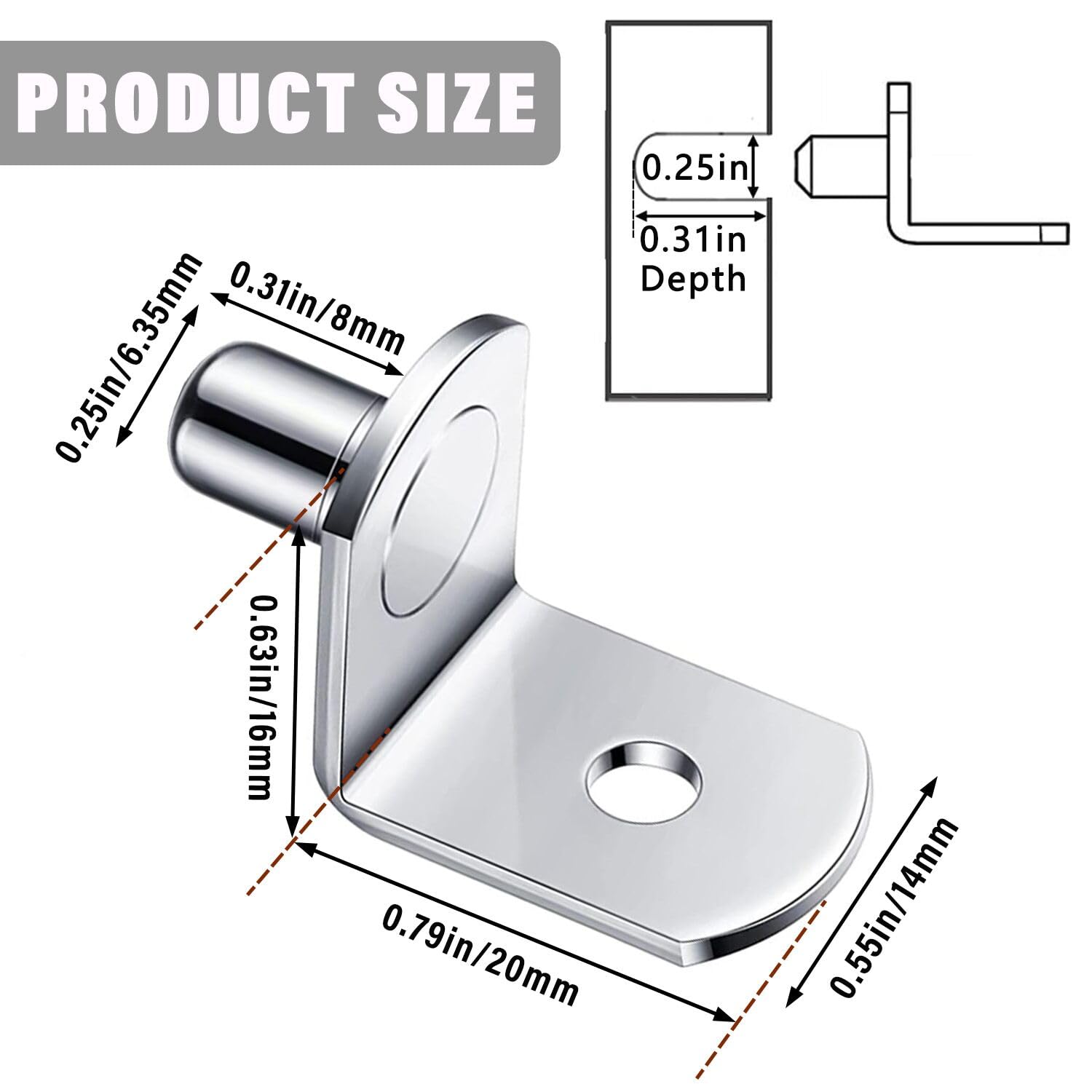 1/4 Inch Shelf Support Peg，Support Cabinet Shelf Pins，Shelf Bracket Pegs with Hole，L-Shaped Furniture Replacement Peg for Cabinets,Shelves,Wodrob