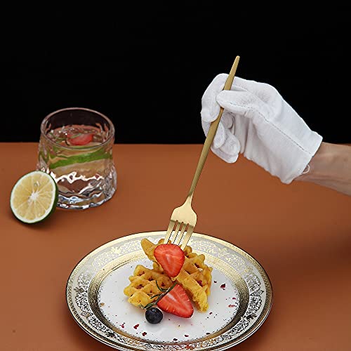 Matt Gold Dinner Forks 6 Piece, Stainless Steel 8.4'' Forks Silverware Set, Dessert Forks, Table Forks, Salad Forks for Home, Kitchen or Restaurant, Dishwasher Safe