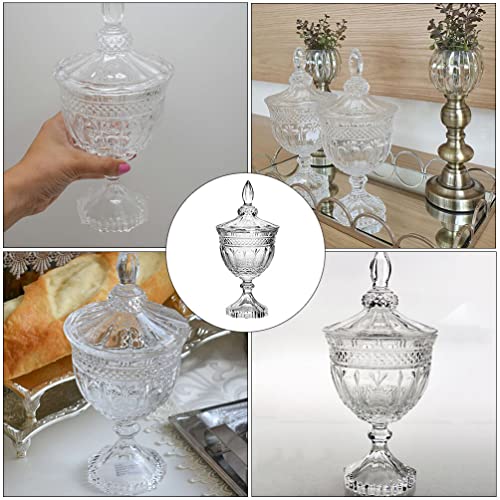 Cabilock Crystal Candy Jar Glass Candy Dish with Lid Biscuit Barrel Decorative Sugar Bowl Cookie Jar for Home Party Decor