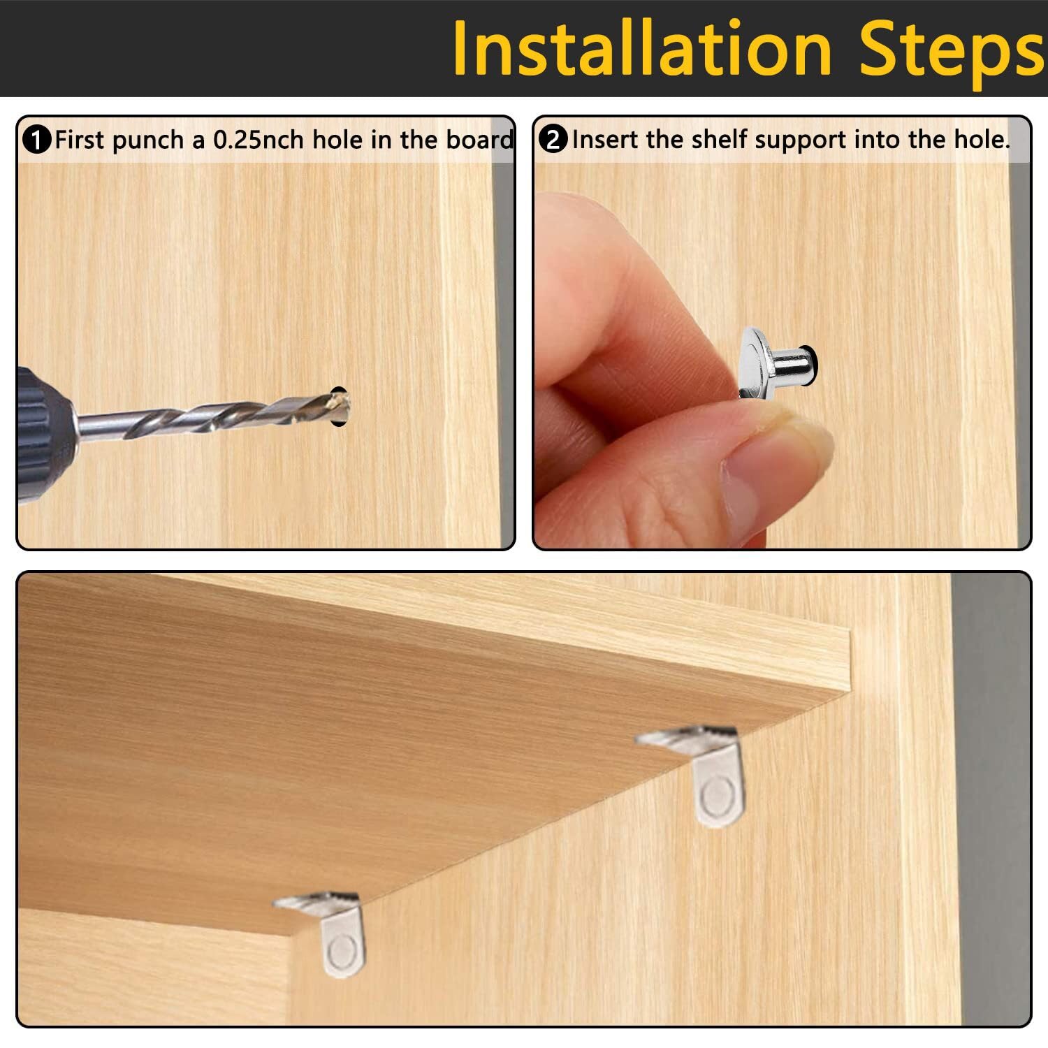 1/4 Inch Shelf Support Peg，Support Cabinet Shelf Pins，Shelf Bracket Pegs with Hole，L-Shaped Furniture Replacement Peg for Cabinets,Shelves,Wodrob