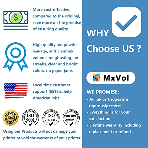 MxVol Remanufactured 962XL Ink cartridges Combo Pack Replacement for HP 962XL 962 XL Work for OfficeJet Pro 9015 9025 9018 9010 9012 9020 9022 9026 9027 9028 Printer (4 Pack)
