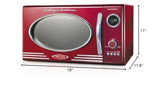 Nostalgia Retro Countertop Microwave Oven - Large 800-Watt - 0.9 cu ft - 12 Pre-Programmed Cooking Settings & Retro 3-in-1 Family Size Electric Breakfast Station, Non Stick Die Cast Grill/Griddle