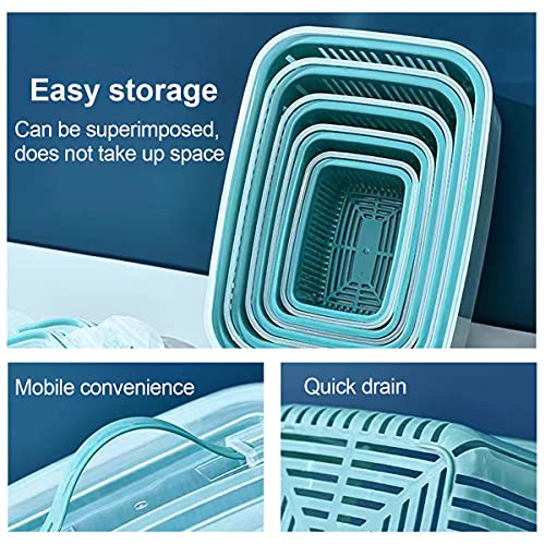 5 Pack Produce Saver Refrigerator Organizer Bins, 3-in-1 Multifunctional Draining Crisper with Strainers, Fresh-Keeping Container Storage Containers for Produce, Fruits, Vegetables, Meat and Fish (5)