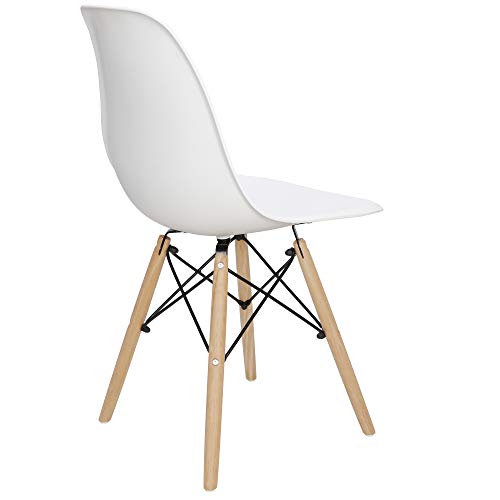 ZenStyle Set of 4 Dining Chairs Modern Style Diner Chairs, Mid-Century Shell Lounge Plastic Side Chair DSW Chair for Kitchen, Dinning Room, Living Room, Bedroom, White