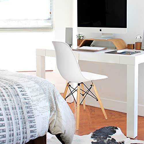 ZenStyle Set of 4 Dining Chairs Modern Style Diner Chairs, Mid-Century Shell Lounge Plastic Side Chair DSW Chair for Kitchen, Dinning Room, Living Room, Bedroom, White