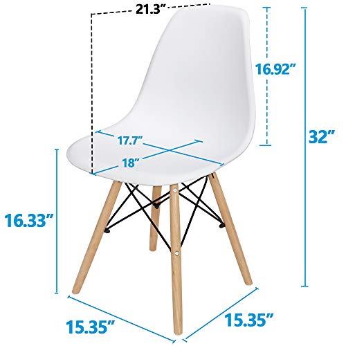 ZenStyle Set of 4 Dining Chairs Modern Style Diner Chairs, Mid-Century Shell Lounge Plastic Side Chair DSW Chair for Kitchen, Dinning Room, Living Room, Bedroom, White