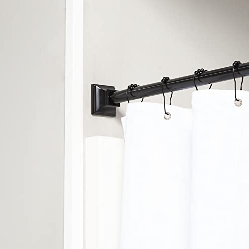 Interior Living 42-72 in. Adjustable Decorative Standard Shower Rod, Black