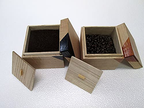Japanese Tea and Coffee Canister, Airtight and Naturally Dehumidifying, Handmade by Craftsman from Kiri Wood (Japanese Paulownia)