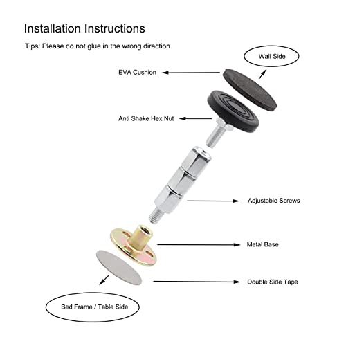 AIOUIERSCN Bed Frame Anti-Shake Tool, Adjustable Anti-Shake Tool, headboard Shockproof Stopper, Suitable for beds, cabinets, Sofas, Wall Retractable Tools,1.57-4.41inch,2pieces