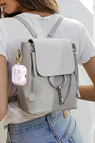 NIUTRENDZ Cute Cow Print Case for Airpods Pro Case Cover TPU Hard Case Protective Skin with Keychain Compatible with Apple AirPods Pro (Pink)