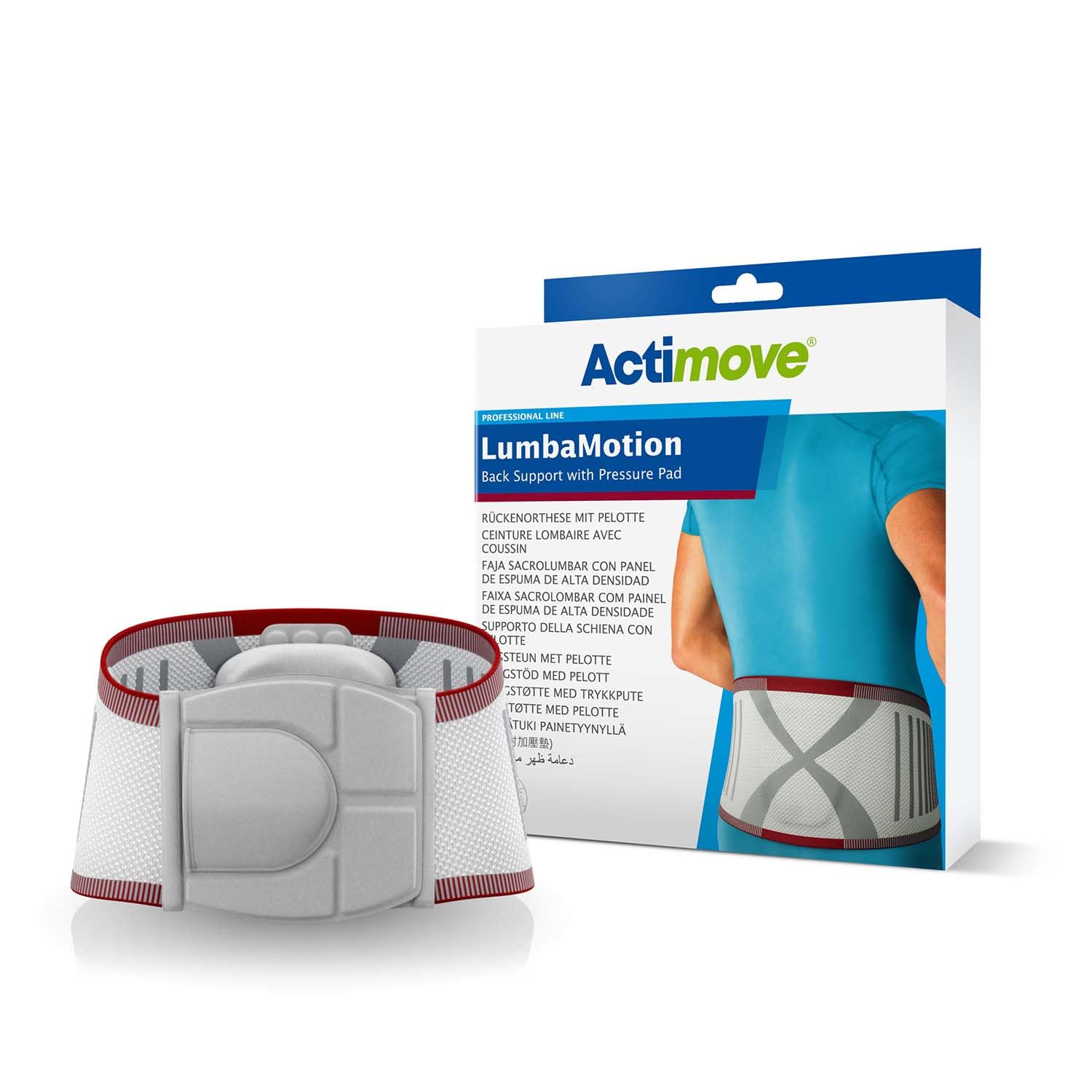 Actimove Professional LumbaMotion Back Support with Pressure Pad | Lumbar Sacral Support Belt for Lumbar Lower Back Support Belt for Sciatica, Herniated Disc, Scoliosis Back Pain Relief | White, Small