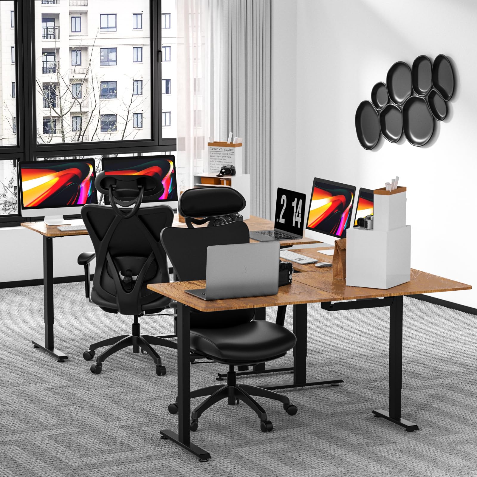 ExaDesk Upgrade Version 63 * 55 inch L Shaped Electric Adjustable Height Standing Desk, Corner Stand Up Desk, Sit Stand Computer L Desk for Gaming Office