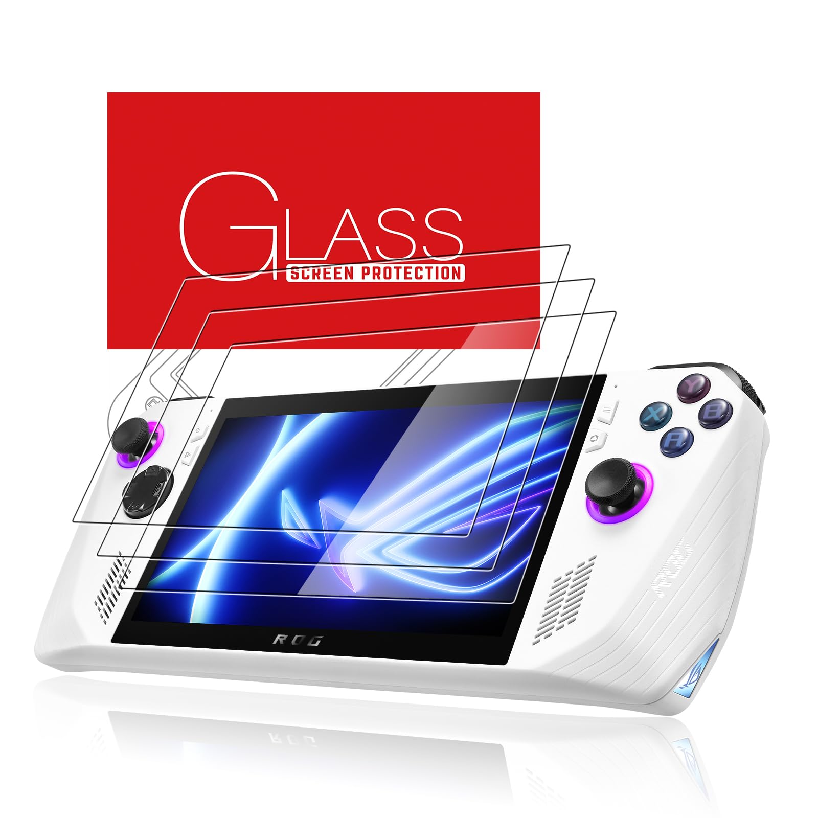 MES MERRY [3 Pack] Screen Protector for ASUS ROG Ally Handheld 2023, Tempered Glass 7 inch, Edge to Edge Full Cover