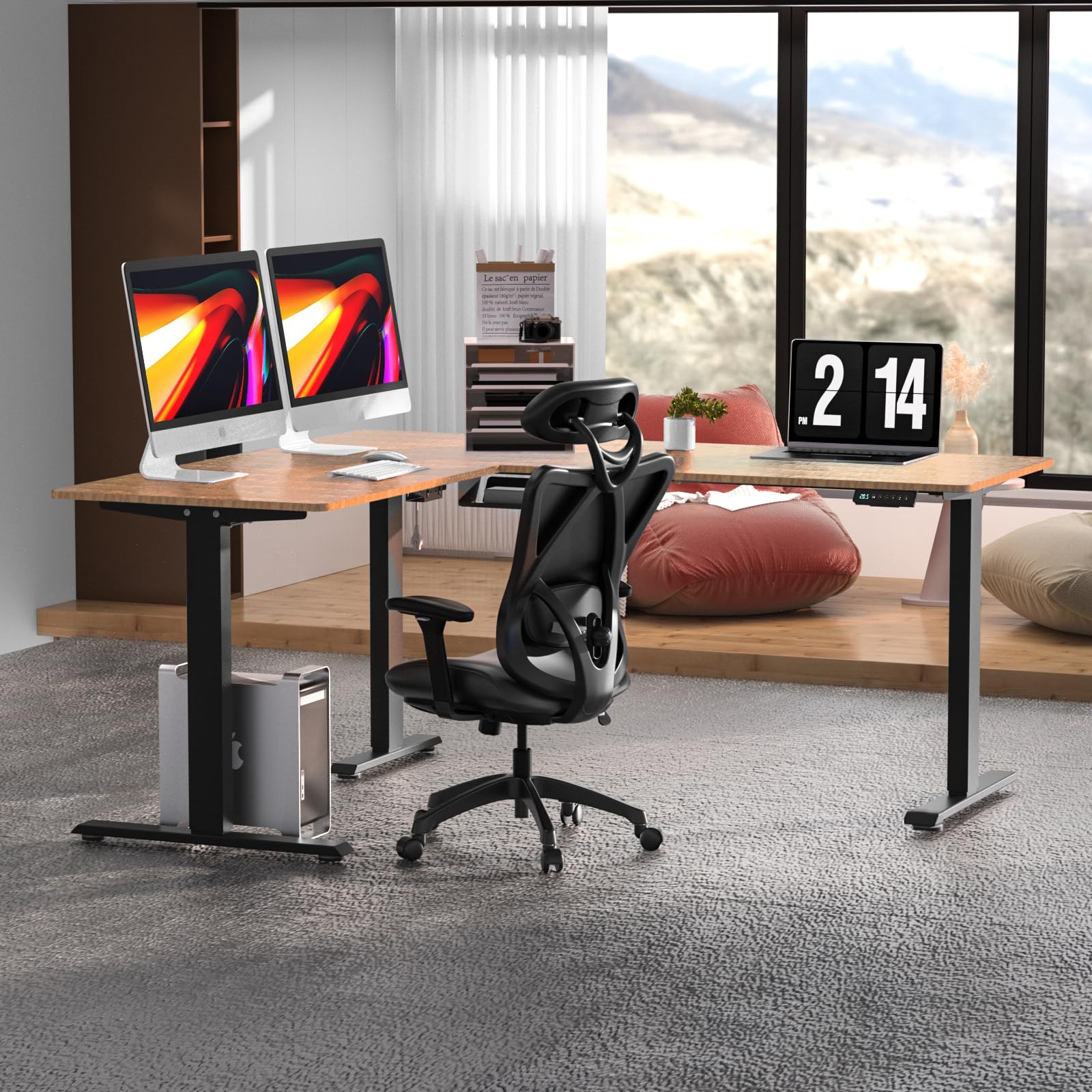 ExaDesk Upgrade Version 63 * 55 inch L Shaped Electric Adjustable Height Standing Desk, Corner Stand Up Desk, Sit Stand Computer L Desk for Gaming Office