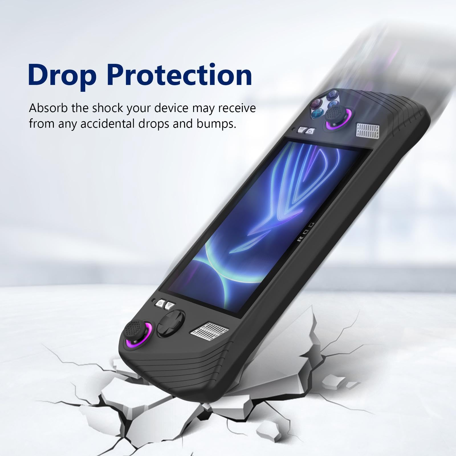 BoxWave ROG Z1 Case - FlexiSkin Silicone Soft Low Profile 360 Protection, Jet Black