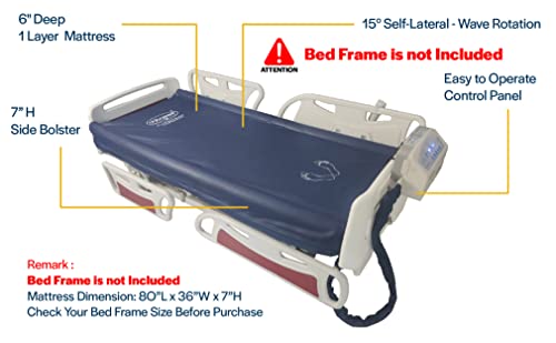 ObboMed OB-1600 UtilityAir Mattress Alternating Pressure with Low Air Loss/Self-Lateral-Wave Rotation, A Reliable 6" Standard Air Mattress (Bed Frame is not Included)