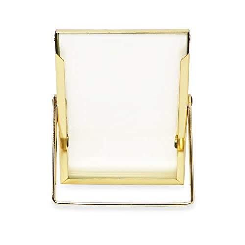 Laura Ashley 2x3 Gold Flat Metal Picture Frame (Vertical) with Pull-Out Easel Stand, Made for Tabletop, Counterspace, Shelf and Desk (2x3, Gold)