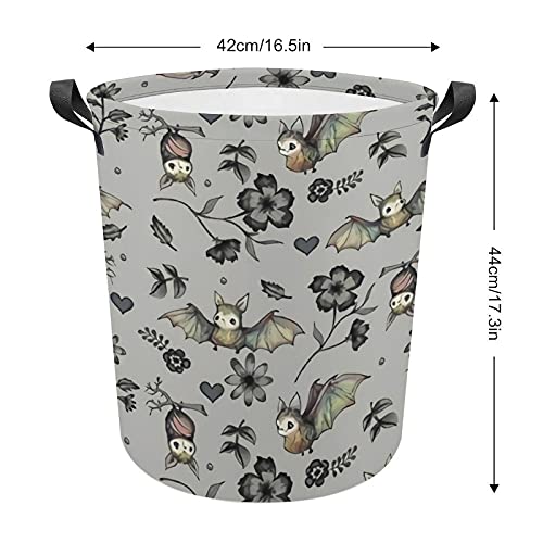 Laundry Hamper Basket Bat Pattern Laundry Bag Collapsible Oxford Cloth Stylish Home Storage Bin with Handles
