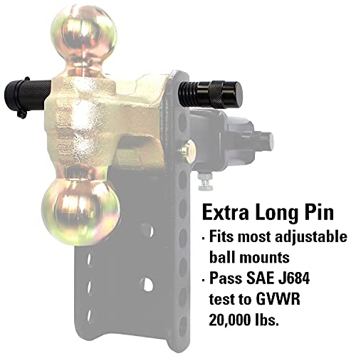 TowWorks 79831 Keyed Unique 5/8" Trailer Hitch Lock with Extra Long 4-1/2" Span, Double Safety Tow Hitch Locking Pin for 3" Receivers and Adjustable Channel Mounts