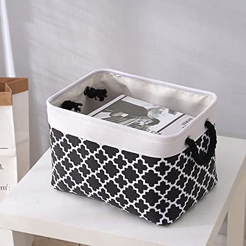 Royalstars Fabric Storage Basket, Decorative Cotton Linen Storage Basket, Gift Box(3-Pack) (Black, 382824cm),38*28*24cm