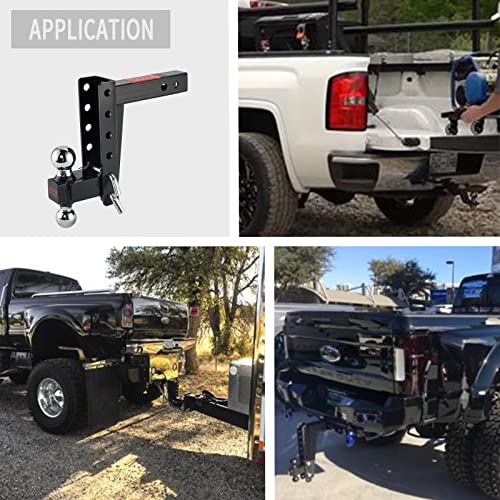 OPENROAD Adjustable Trailer Hitch Ball Mount Fits 2-Inch Receiver, 2ββ & 2-5/16ββ Dual Balls 12000lbs/7500LBS, 8" Drop/ 8" Rise Drop Hitch, Tow Hitch for Heavy Duty Truck with Stainless Steel Pins