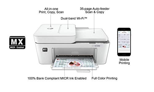 VersaCheck DeskJet 4155 MX MICR All-in-One Check Printer Gold Check Printing Software Bundle,White