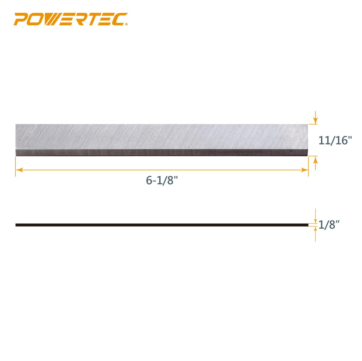 POWERTEC 6-1/8 Inch Jointer Blades for Ridgid JP06000, JP06101, JP0610, Craftsman 21705 Jointer, Replacement for Ridgid AC8600, JE08008, Craftsman 922995 Jointer Knives, Set of 6 (14802DD)
