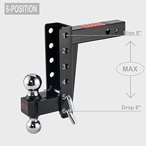 OPENROAD Adjustable Trailer Hitch Ball Mount Fits 2-Inch Receiver, 2ββ & 2-5/16ββ Dual Balls 12000lbs/7500LBS, 8" Drop/ 8" Rise Drop Hitch, Tow Hitch for Heavy Duty Truck with Stainless Steel Pins