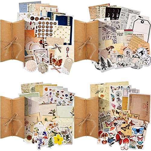Vintage Scrapbooking Stickers DIY Journaling Scrapbook Stickers Washi Adhesive Sticker Decorative Antique Retro Natural Collection Washi Paper Sticker for Journal (Vivid Style,120 Pieces)
