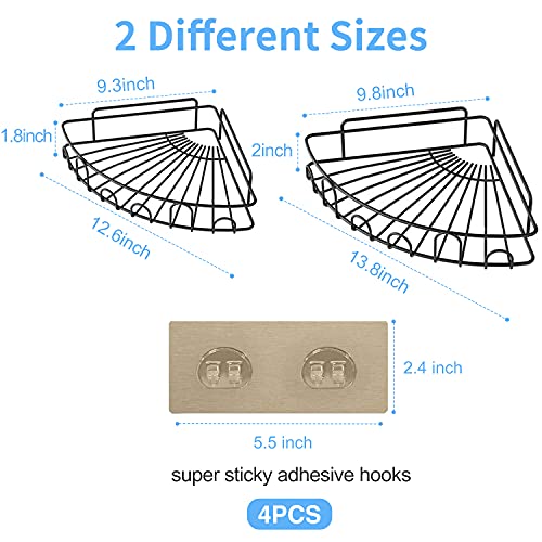 MRINDA 2 PACK Shower Organizer Caddy Hanging Dorm Organizers And Storage Shower Shelf Rack with 8 Traceless Adhesive Hooks
