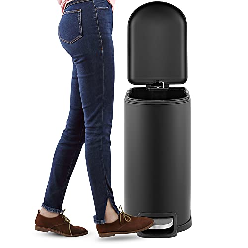 happimess HPM1010B Roland 10.6-Gallon Step-Open, Black Home, Office, Kitchen Trash Can