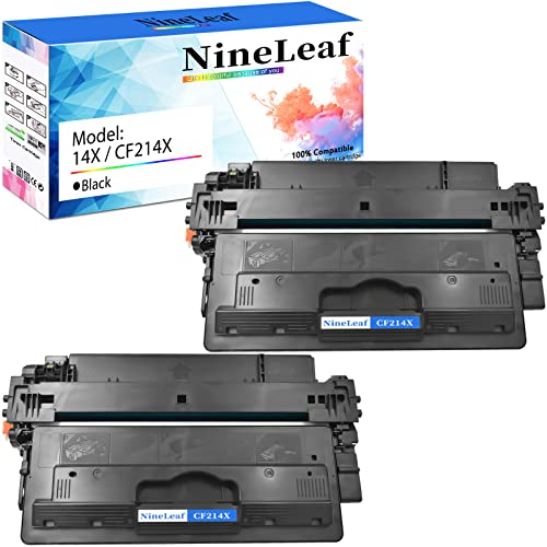 NineLeaf High Yield Compatible for HP 14X CF214X Toner Cartridge use in Laser Jet Enterprise 700 M712 M725 Printer (2 Pack Black)