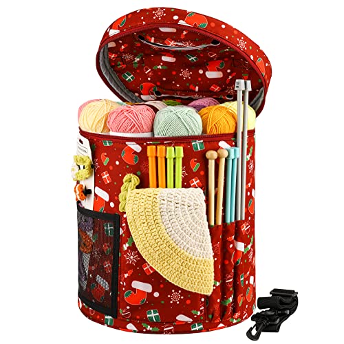 Qukou Yarn Storage Portable Bag, Normal Capacity Knitting Projects Organizer for Yarns, Crochet Hooks, Knitting Needles