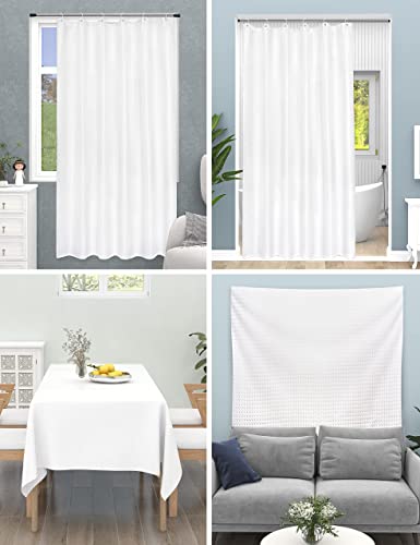 SUMGAR Waffle Weave Shower Curtain Modern White Fabric Hotel Luxury Elegant Polyester Textured Cloth Washable Shower Curtains Set with Hooks for Modern Farmhouse Bathroom 72"x72"