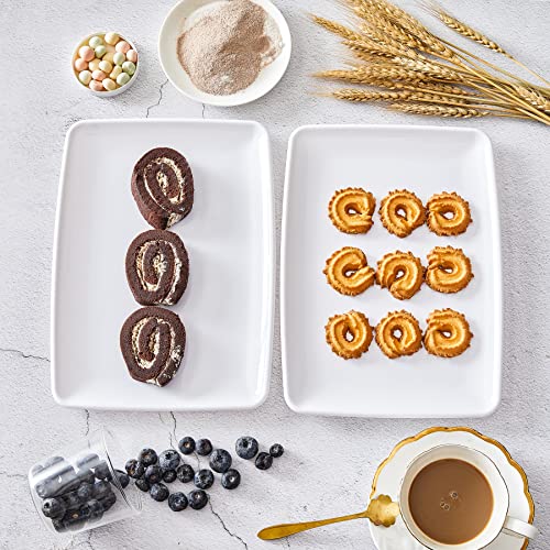 N9R 10Pcs White Plastic Serving Trays - 11β x 8β Rectangle Serving Platters with 10Pcs Butcher Paper - Tray Decor, Food Tray for Party
