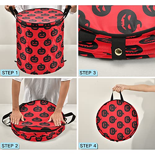 Happy Halloween Skull Pop Up Laundry Hamper with Lid Foldable Storage Basket Collapsible Laundry Bag for Camping Picnics Bathroom
