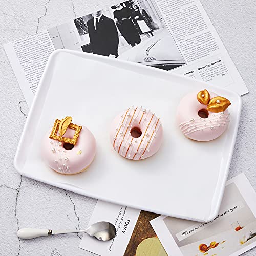 N9R 10Pcs White Plastic Serving Trays - 11β x 8β Rectangle Serving Platters with 10Pcs Butcher Paper - Tray Decor, Food Tray for Party