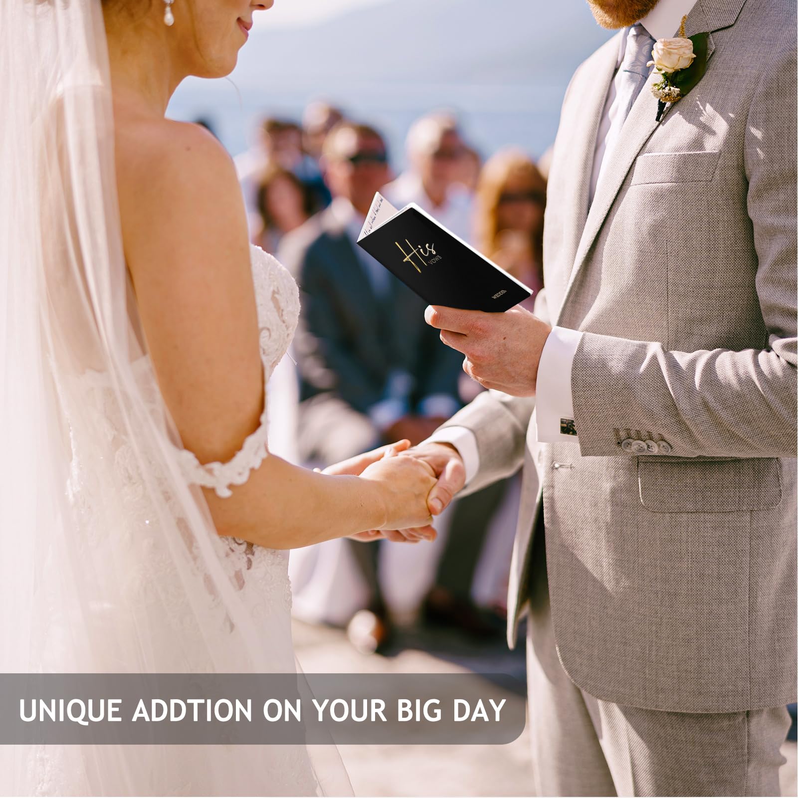 JUBTIC Wedding Vow Books, Vow Books His and Hers with Gold Foil Lettering, 48 Pages with Plenty of Space to Write Your Vows, Perfect Wedding Essentials for Your Wedding Day - (Black +White)