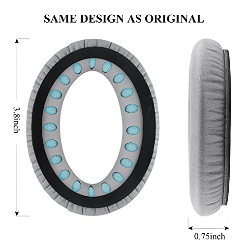 Replacement Ear Pads for Bose Quiet Comfort 35, Ear Pads Cushions Compatible with Bose QC 35/35 II Headphones Made of Premium Protein Leather Memory Foam (Light Grey)