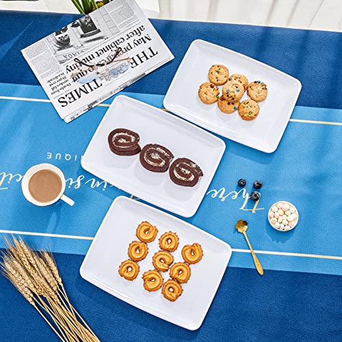 N9R 10Pcs White Plastic Serving Trays - 11β x 8β Rectangle Serving Platters with 10Pcs Butcher Paper - Tray Decor, Food Tray for Party