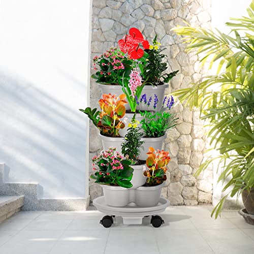 Looca Plant Caddy with wheels and Drainage Tray, 13”Rolling Plant Stand Flower Pot Mover, Planter Caddies Round Plant Dolly for Heavy Duty Planter, 3 Pack, Bearing 120 lbs