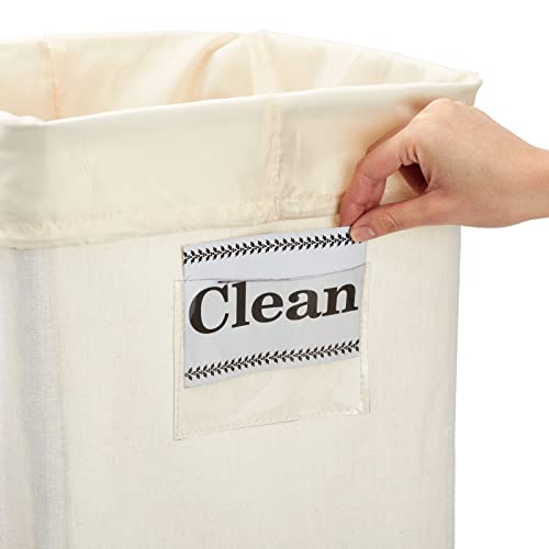 5 Piece Large Collapsible Laundry Hamper with 2 Removable Liner Bags and Folding Frame (Beige, 13 x 23 In)