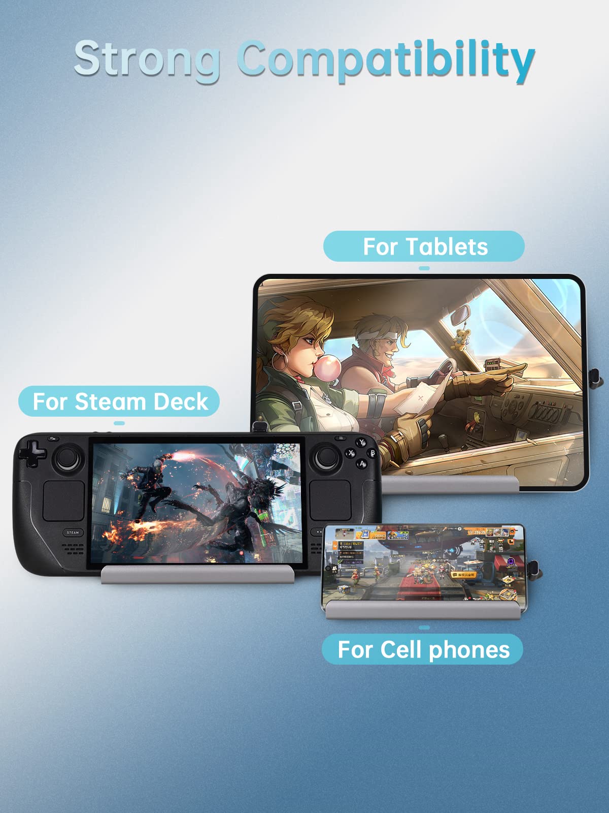 Docking Station for Steam Deck,V VCOM 7-in-1 Steam Deck Dock ROG Ally with HDMI 4K@60Hz,DisplayPort,Gigabit Ethernet,3 USB-A 3.0 and USB-C Charging Port Compatible with Steam Deck